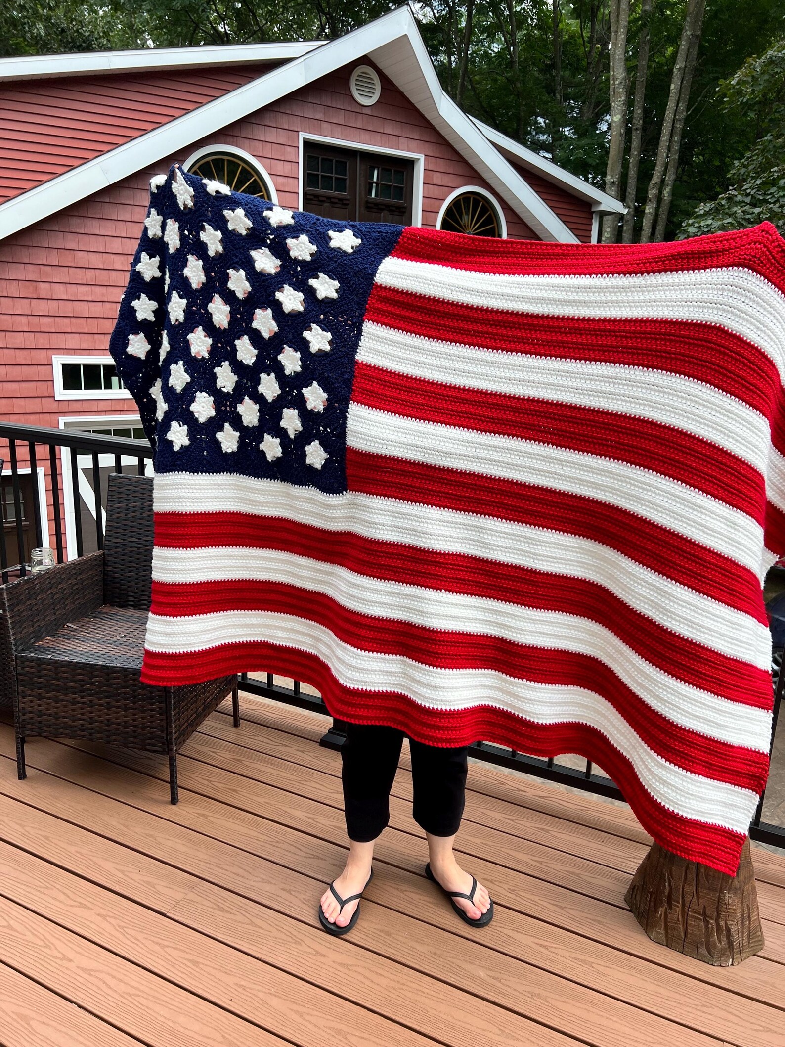 USA Handmade Crocheted Flag Blanket 73x 50 Large Patriotic - Etsy