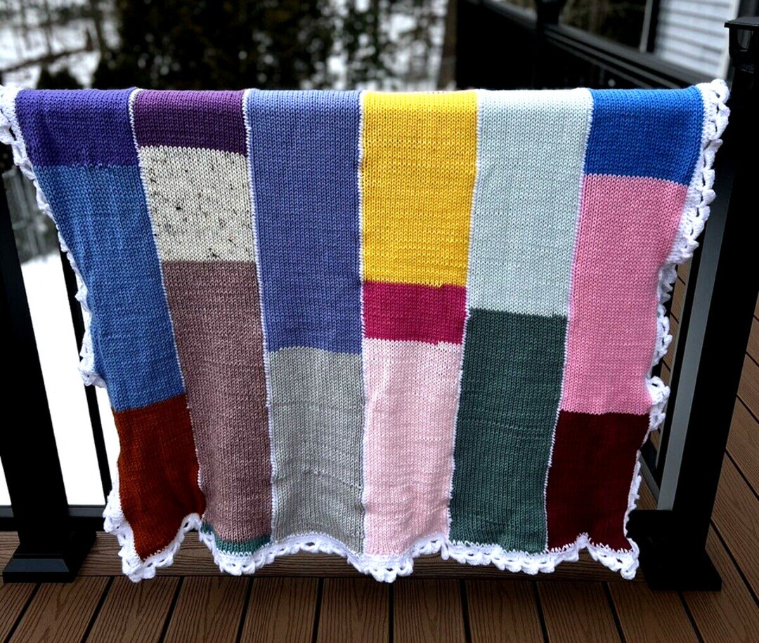 Handmade Knit HOBO Multi Colored Blanket 46 X 56 - Etsy