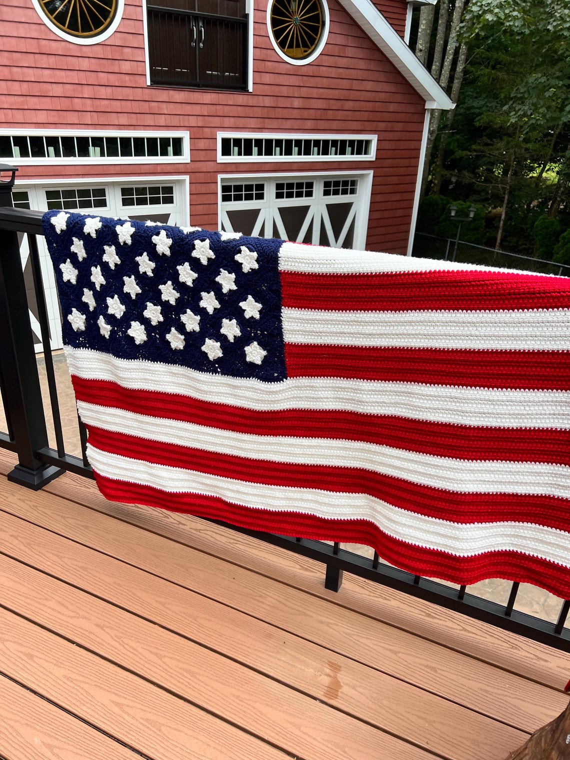 USA Handmade Crocheted Flag Blanket 73x 50 Large Patriotic - Etsy