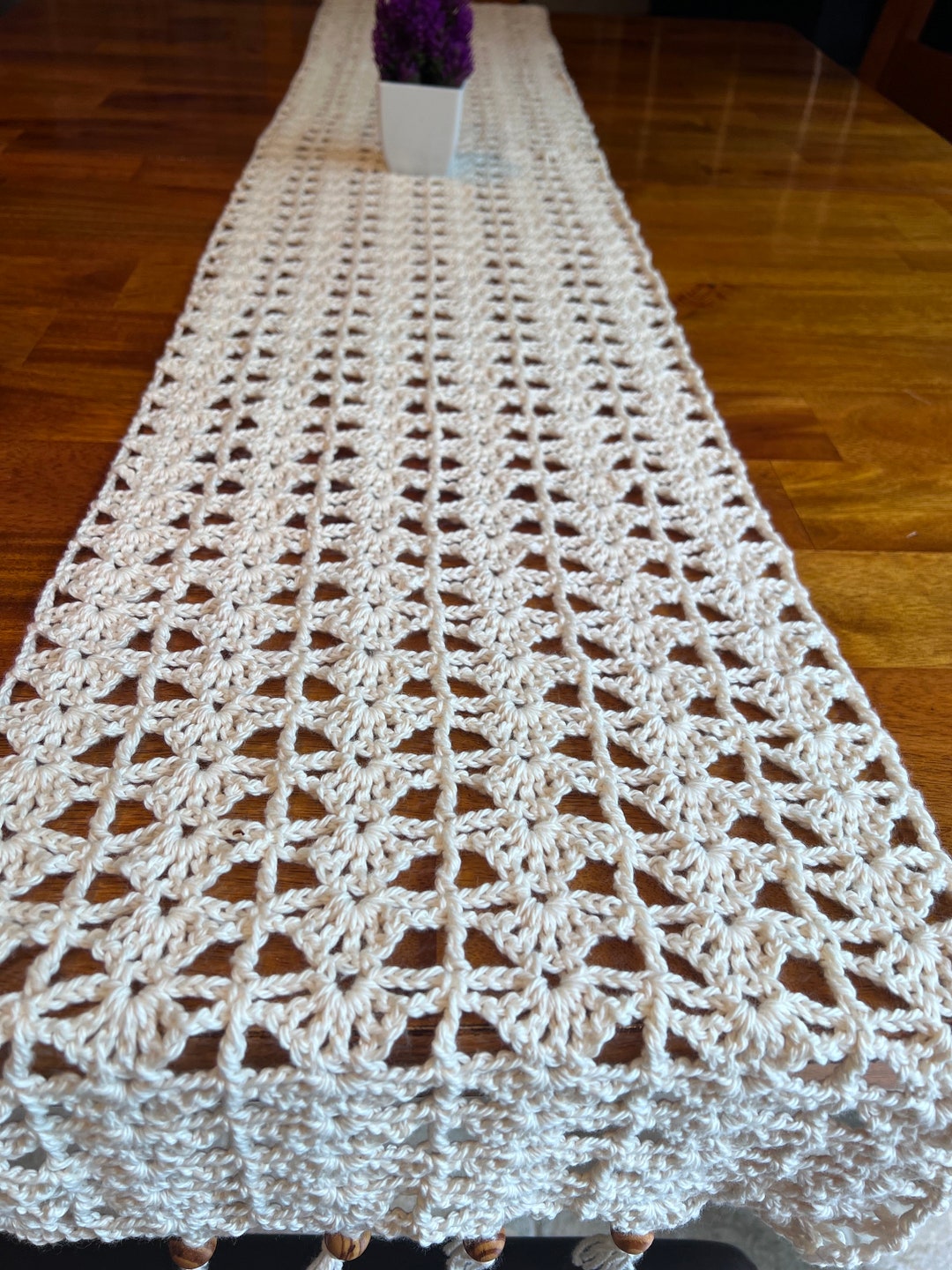 Trellis Fan Table Country Barn Cottage Beige Runner 72 X 12 Inches ...