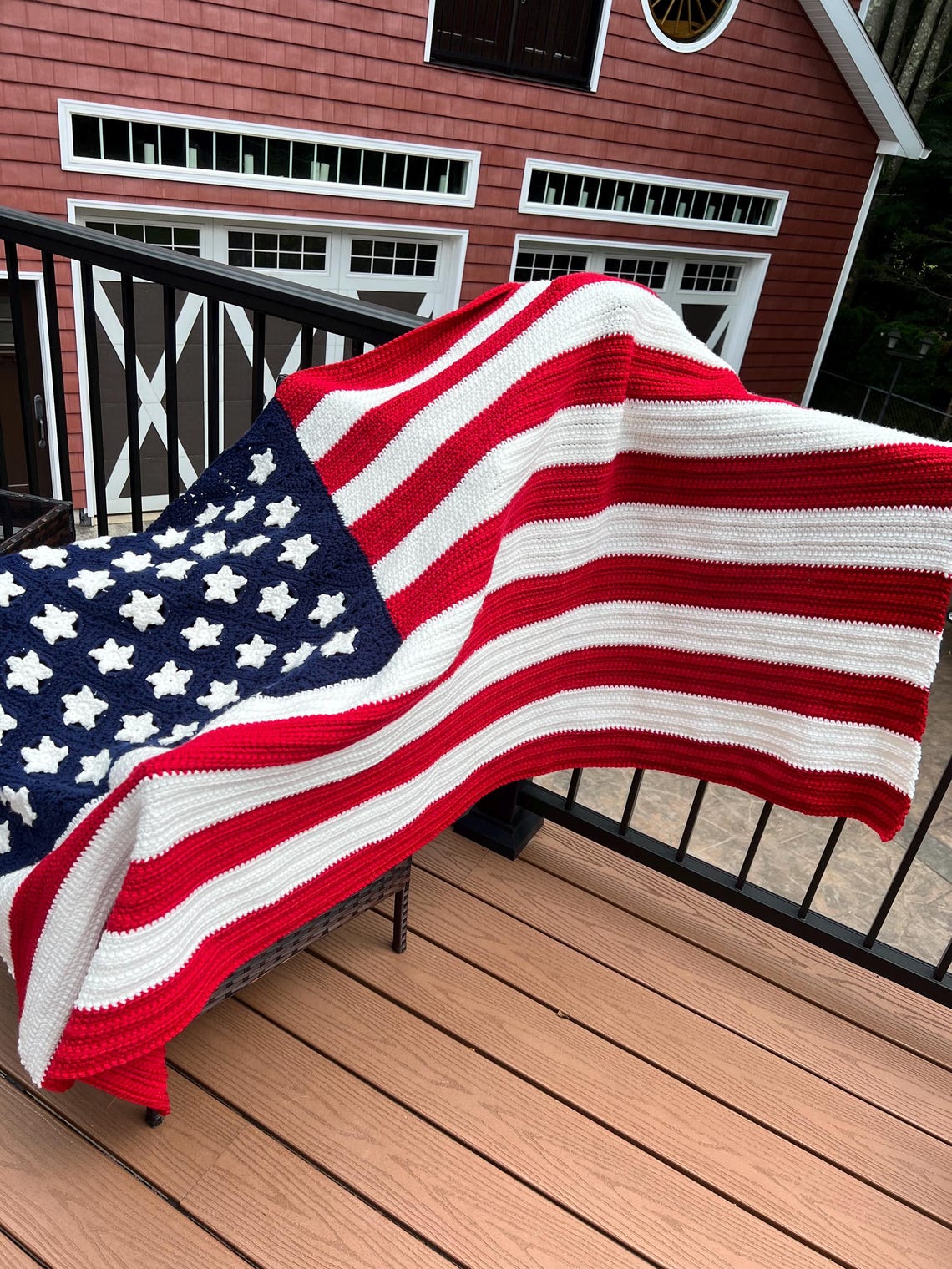 USA Handmade Crocheted Flag Blanket 73x 50 Large Patriotic - Etsy