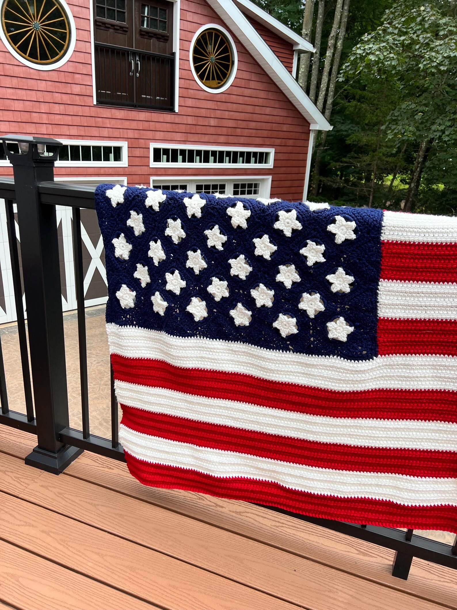 USA Handmade Crocheted Flag Blanket 73x 50 Large Patriotic - Etsy