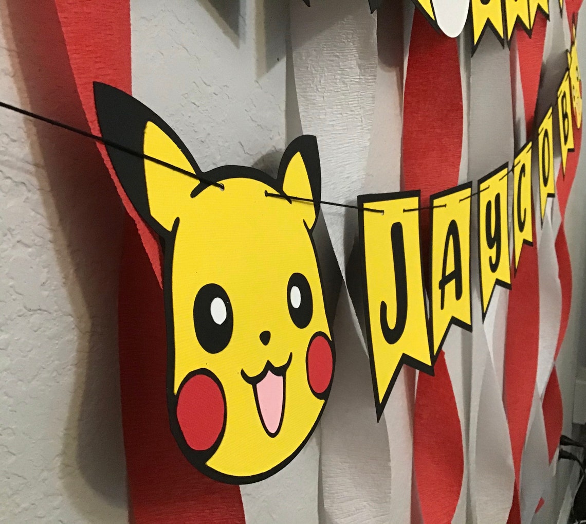 Poké Mon Banner Party Banner Pikachu Pokemon Party - Etsy