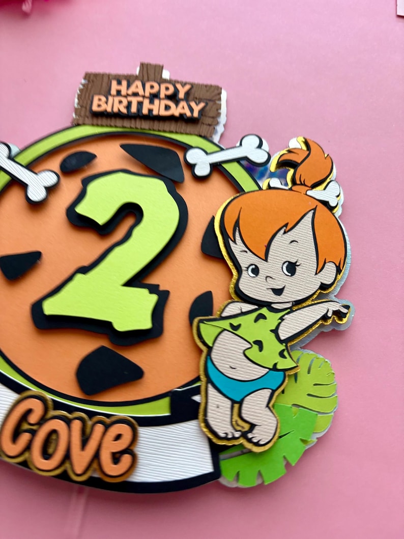Pebbles Cake Topper | Bam Bam Cake Topper | Flintstones Topper | Stone ...