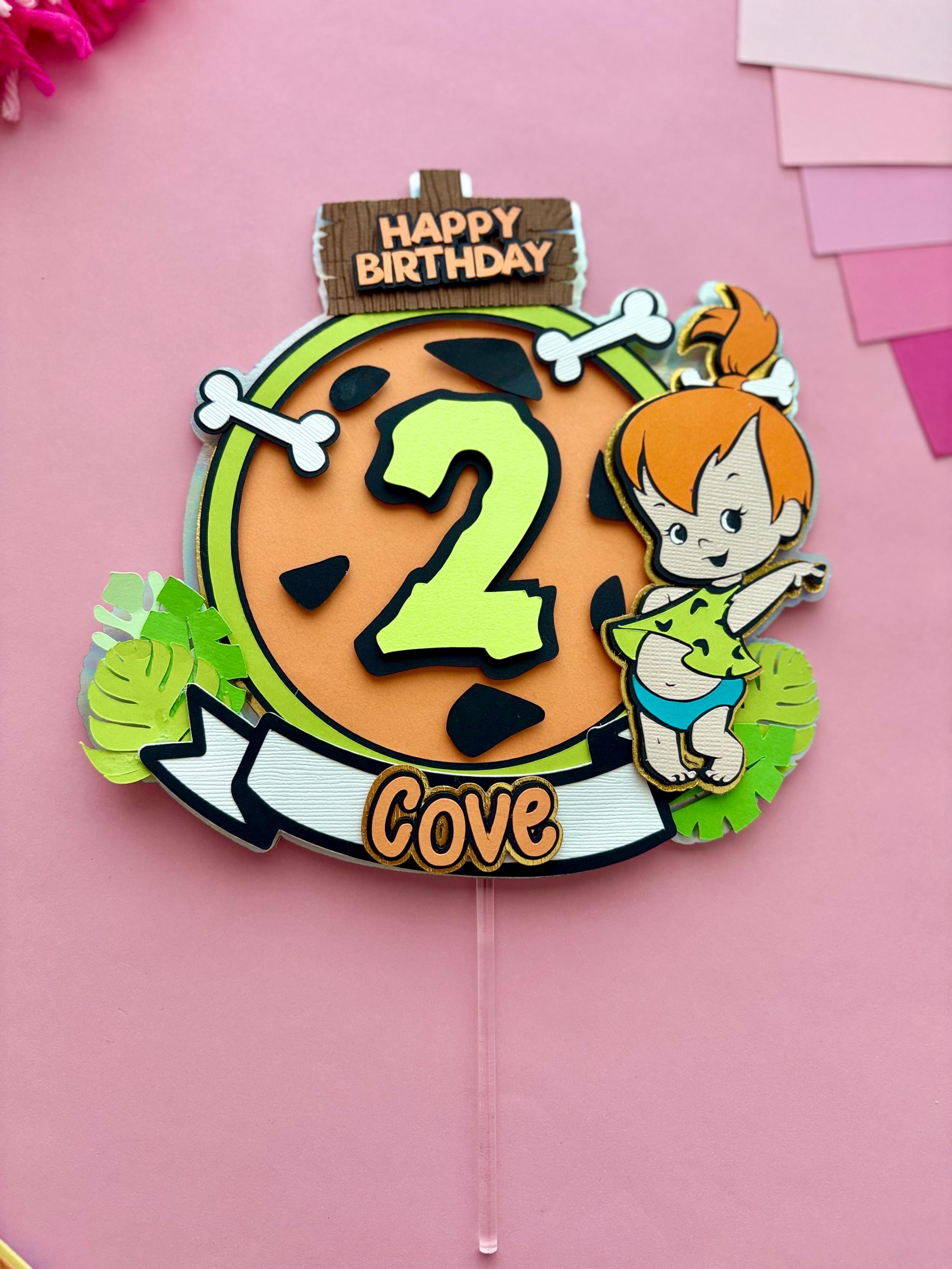 Pebbles Cake Topper | Bam Bam Cake Topper | Flintstones Topper | Stone ...