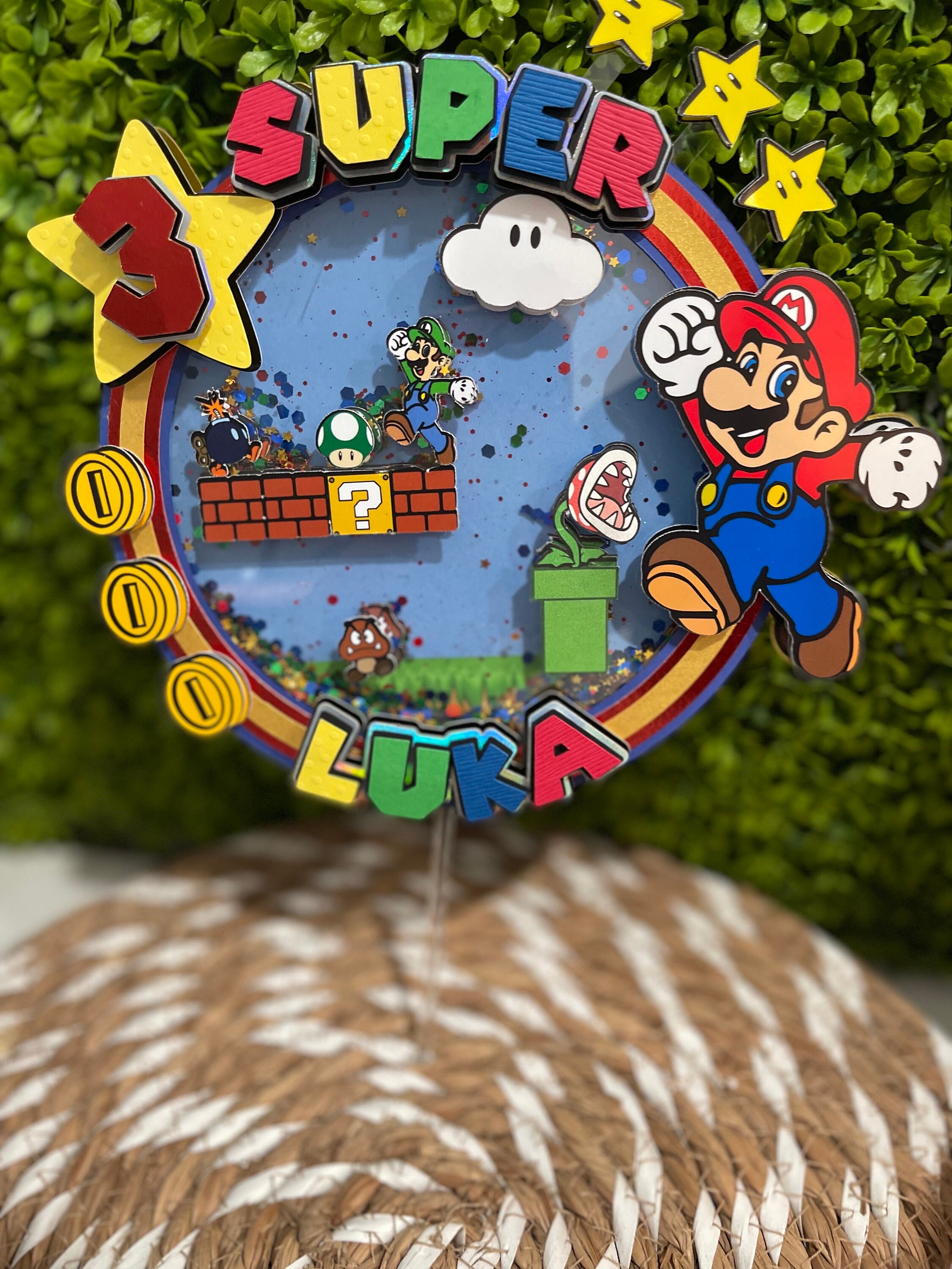Mario Cake Topper Shaker With Lights | Super Topper Birthday Party ...