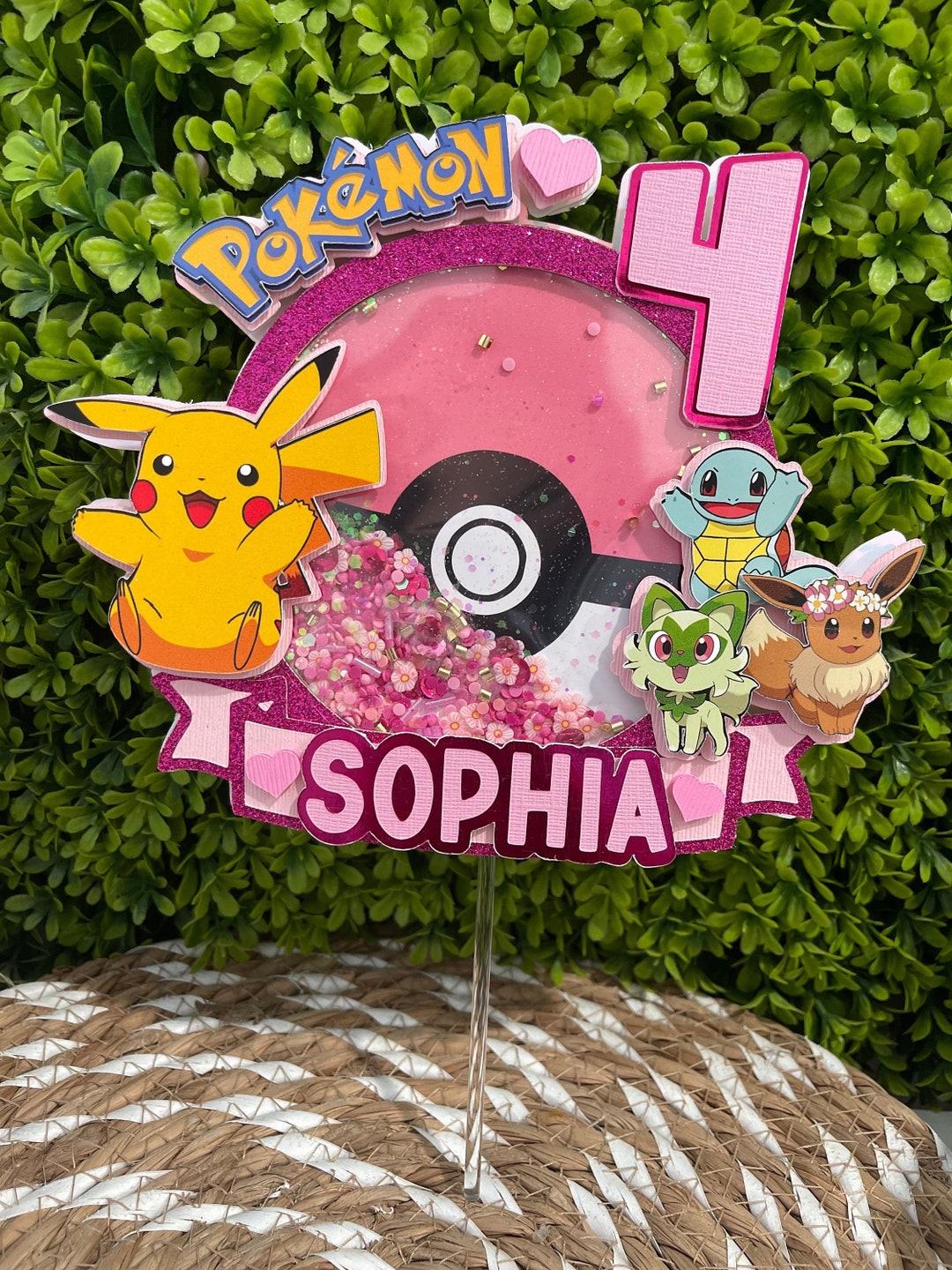 Shaker Cake Topper Poke Mon Topper Custom Topper Birthday Topper Girl ...