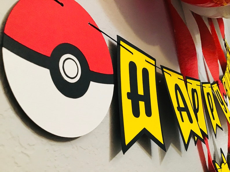 Poké Mon Banner Party Banner Pikachu Pokemon Party - Etsy