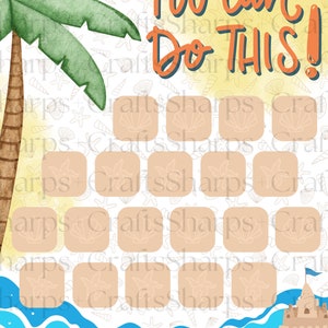 Beach Reward Chart Behavior Kid Reading Printable Chore Poster Toddler ...