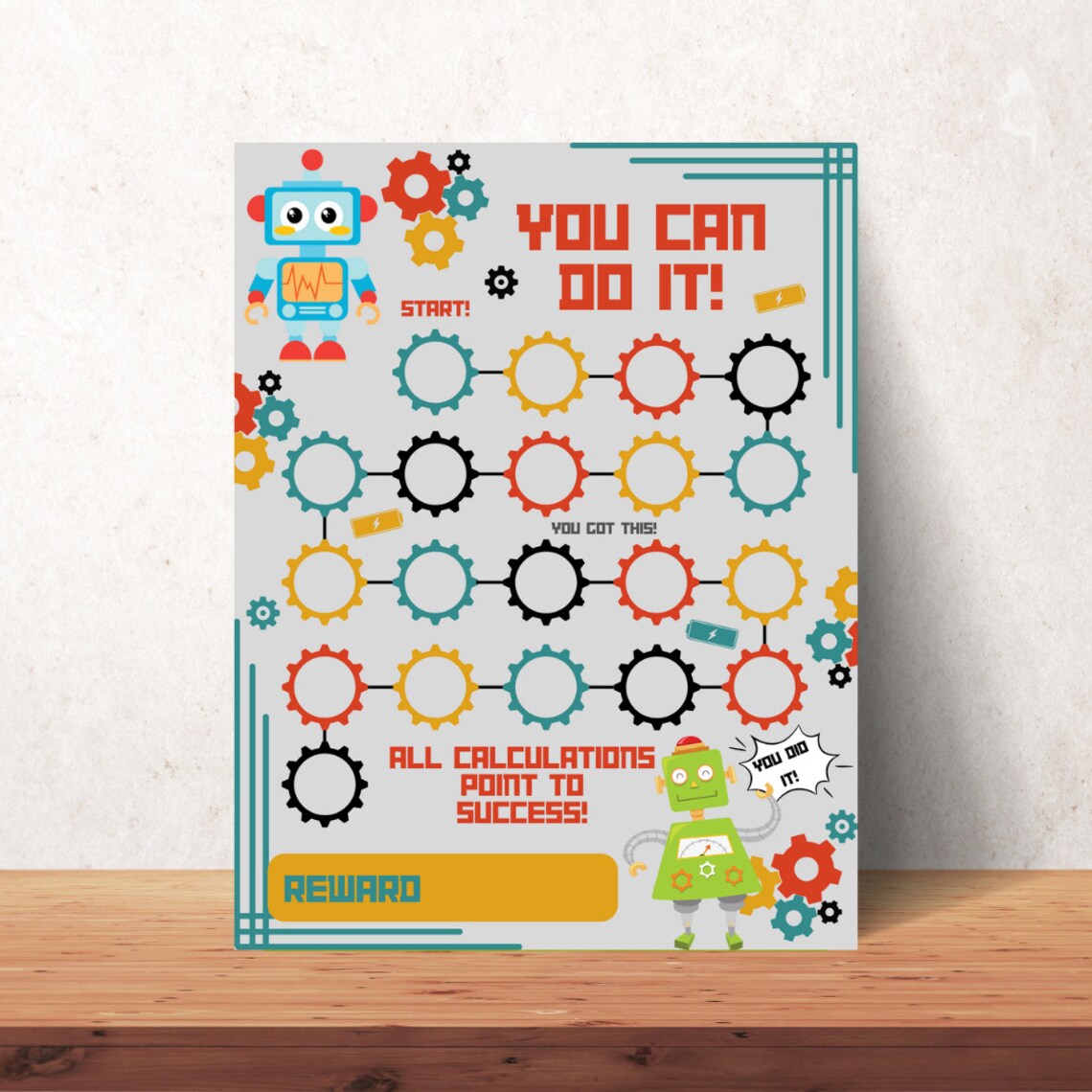 Robot Reward Chart for Kids Behavior Reading Printable Chore Chart ...