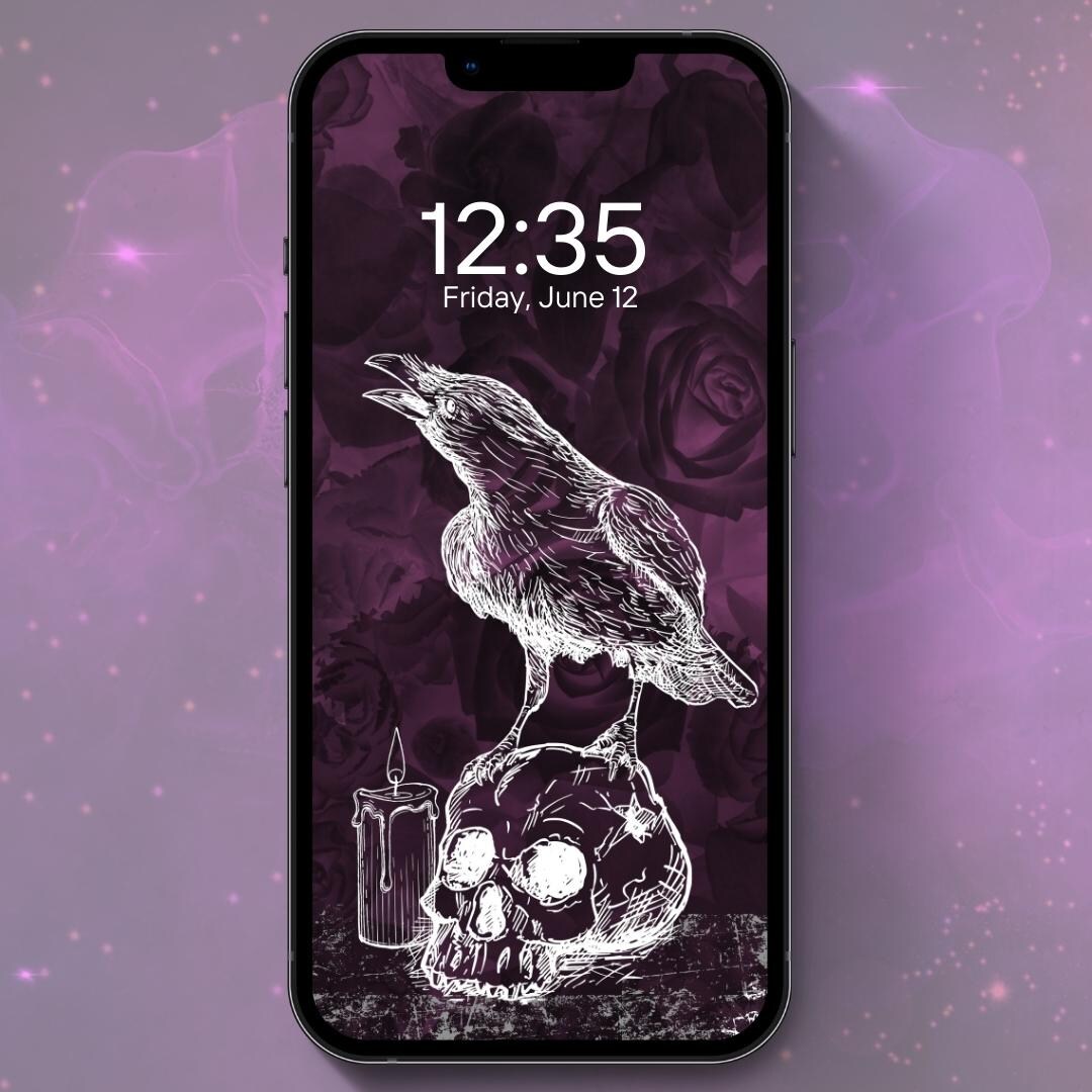 Spooky iPhone Wallpaper Raven iPhone Background Floral Background ...