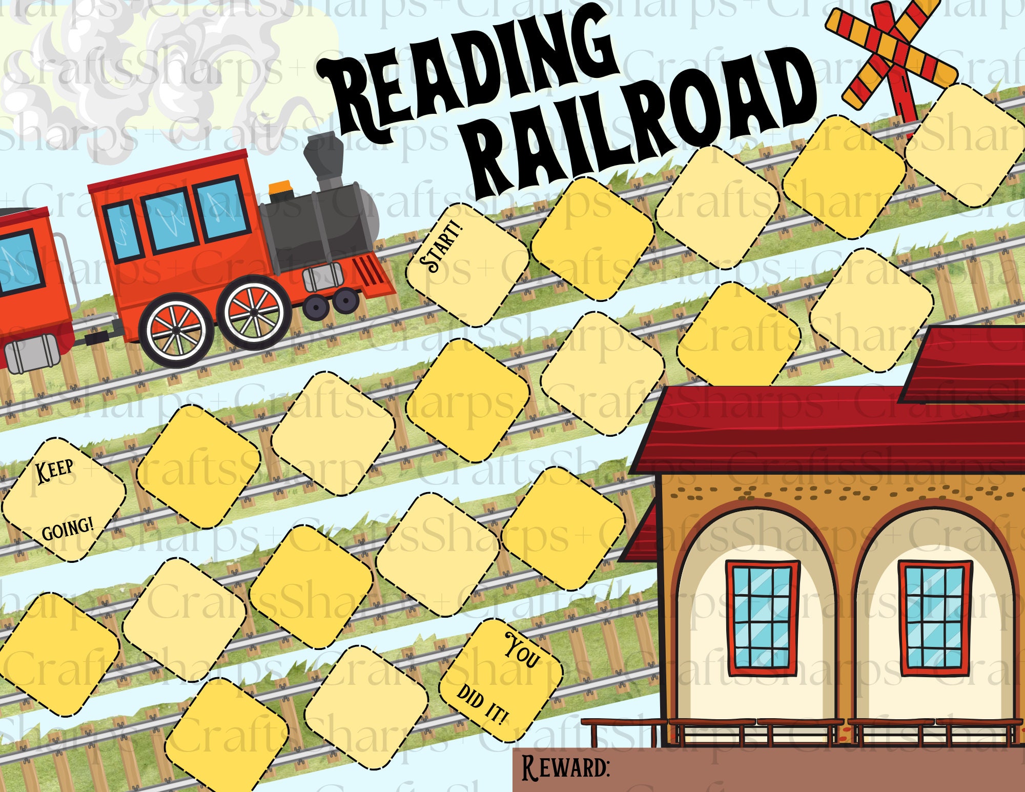 Train Reading Reward Chart Railroad Girl Boy Reading Chart Literacy ...