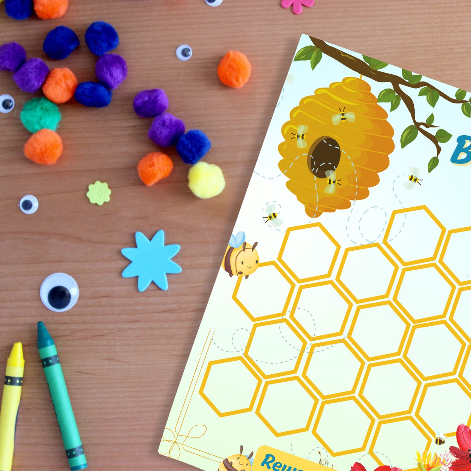 Bumble Bee Reward Chart Behavior Kid Reading Printable Chore Poster ...