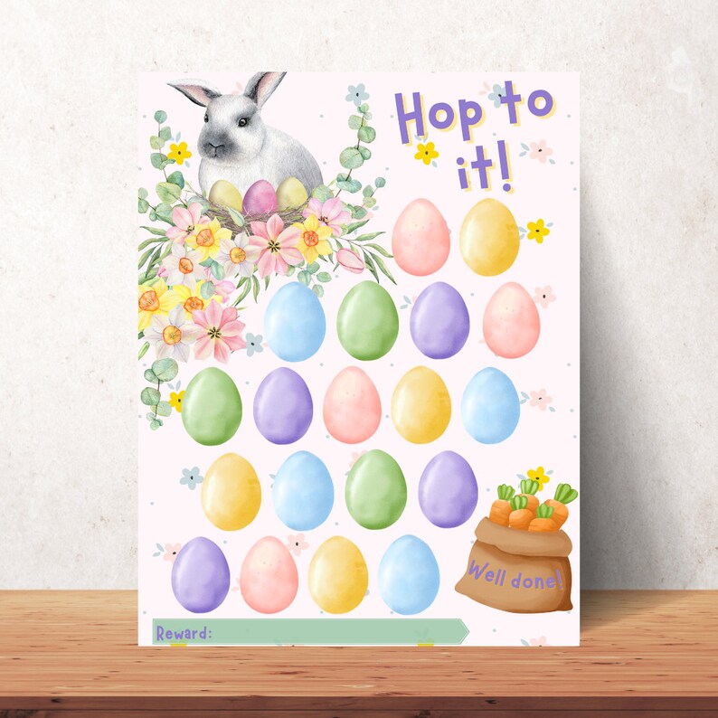 Easter Reward Chart Behavior Kid Printable Reading Chore Chart Toddler ...