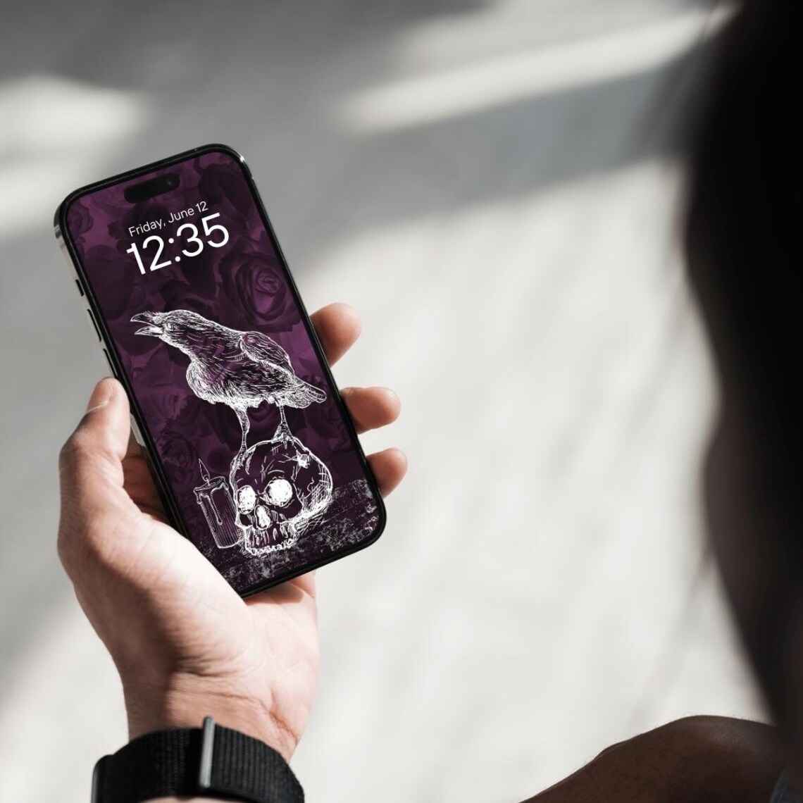 Spooky iPhone Wallpaper Raven iPhone Background Floral Background ...