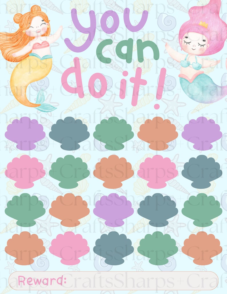 Mermaid Reward Chart Behavior Kid Reading Printable Chore Chart Toddler ...