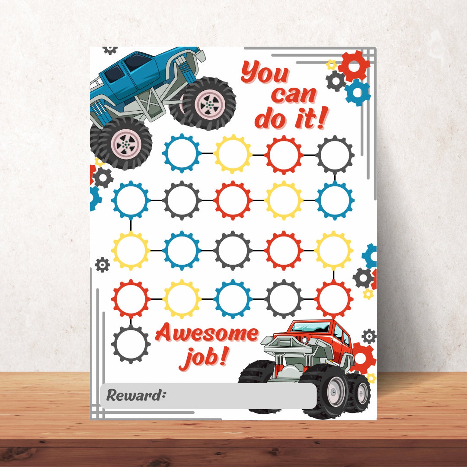 Monster Truck Reward Chart Printable Monster Truck Behavior Chart Daily ...