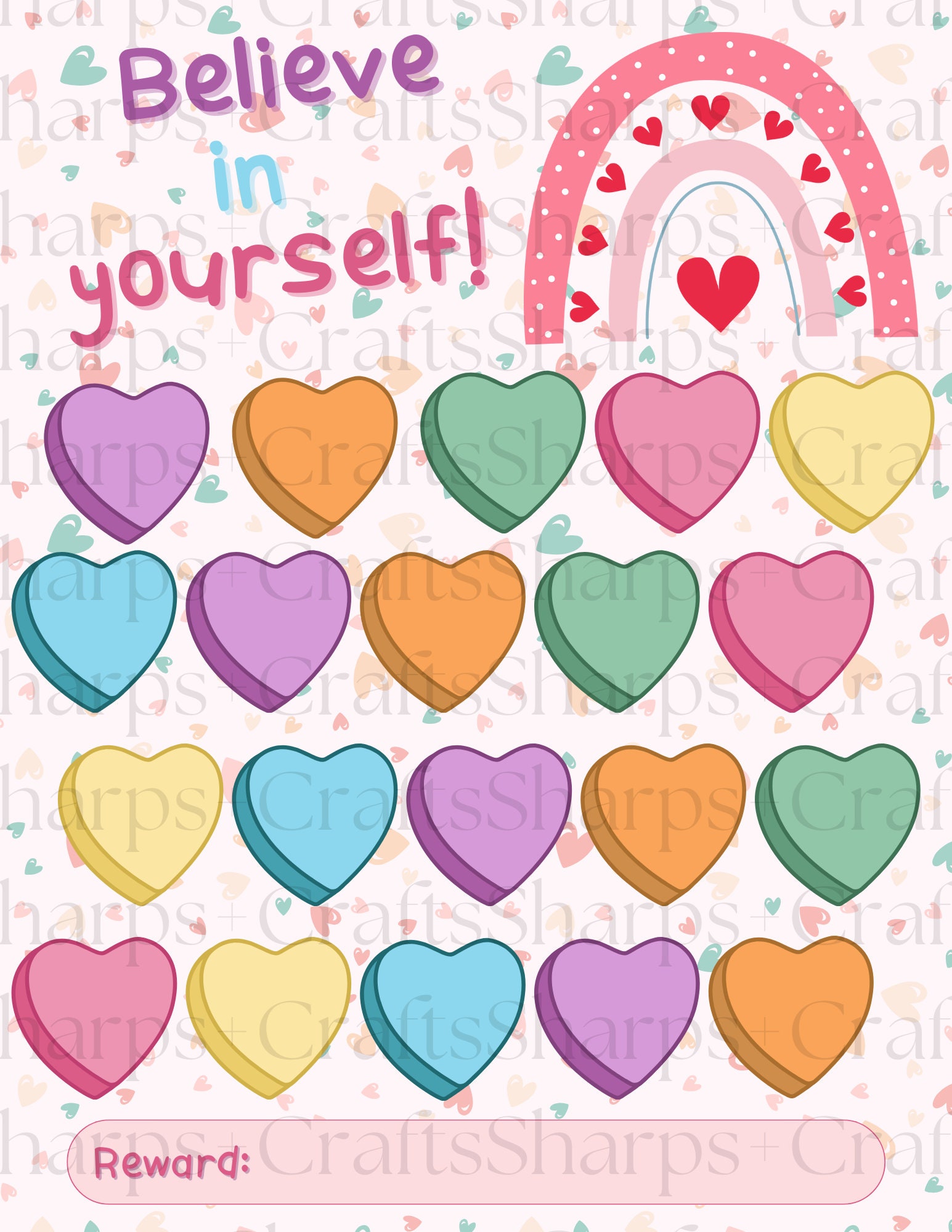 Valentine's Day Printable Reward Chart for Behavior Kid Reading Chore ...