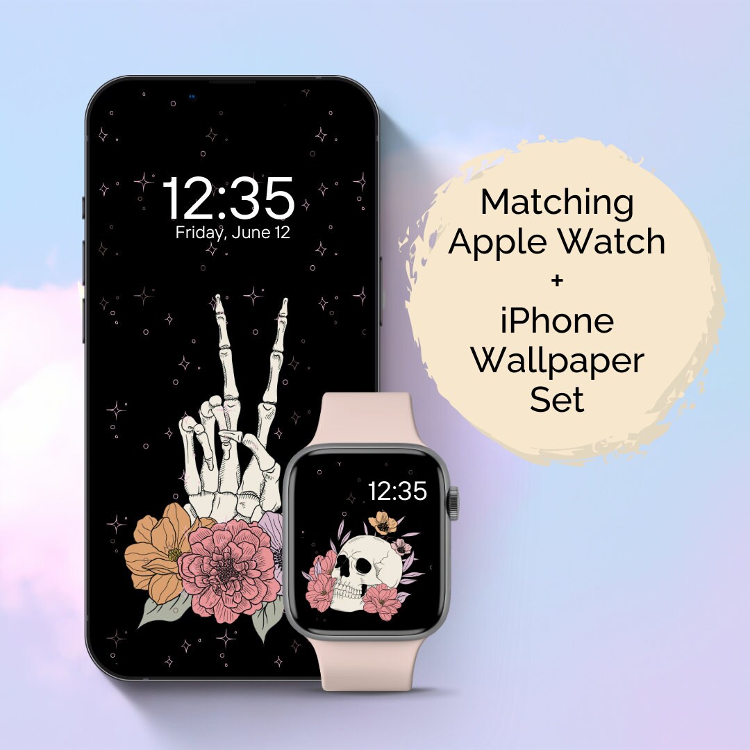 Dark Matching iPhone Wallpaper Skeleton Apple Watch Background Spooky ...