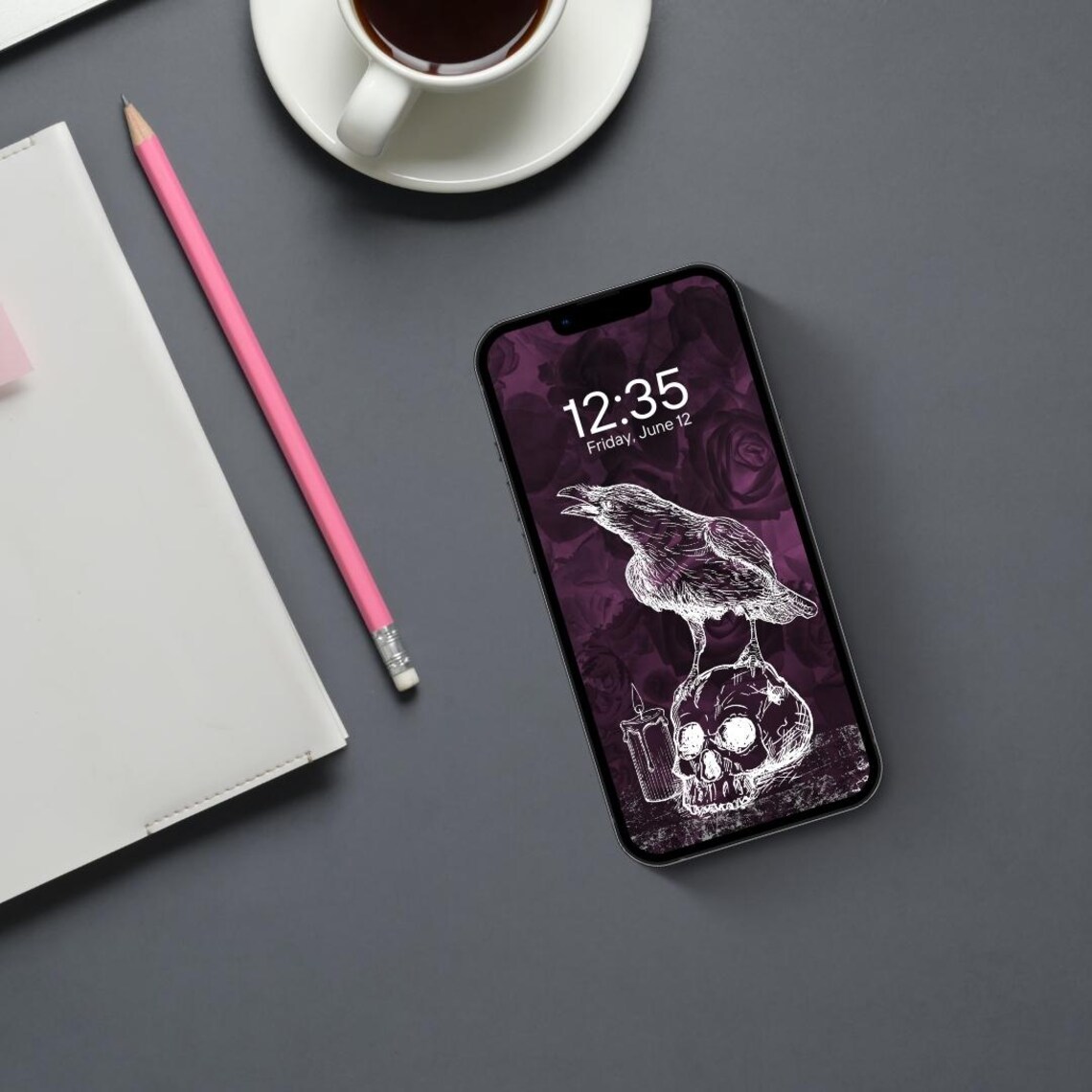 Spooky iPhone Wallpaper Raven iPhone Background Floral Background ...
