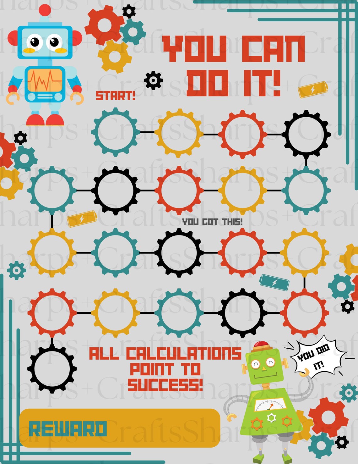 Robot Reward Chart for Kids Behavior Reading Printable Chore Chart ...