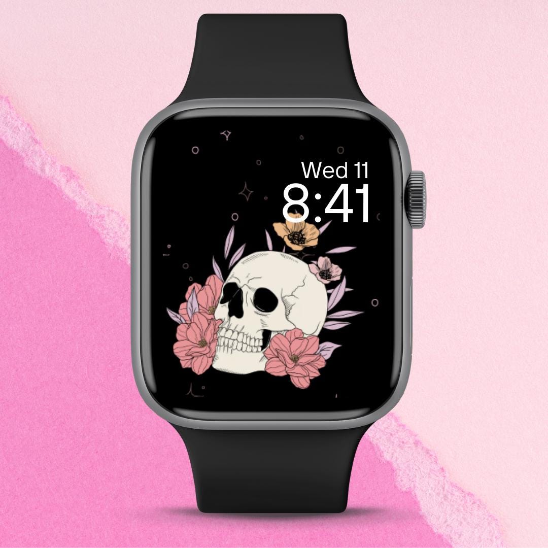 Floral Skull Apple Watch Wallpaper Spooky Apple Watch Wallpaper ...