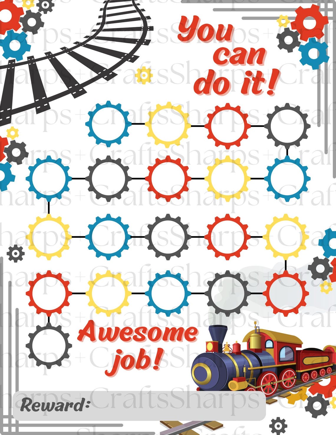 Train Printable Reward Chart for Behavior Kid Reading Chore Chart ...