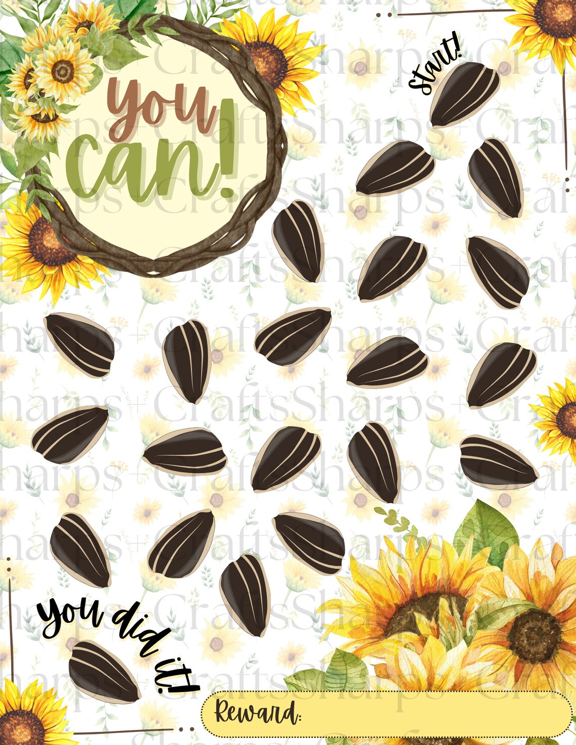 Sunflower Printable Reward Chart for Behavior Kid Reading Chore Chart ...