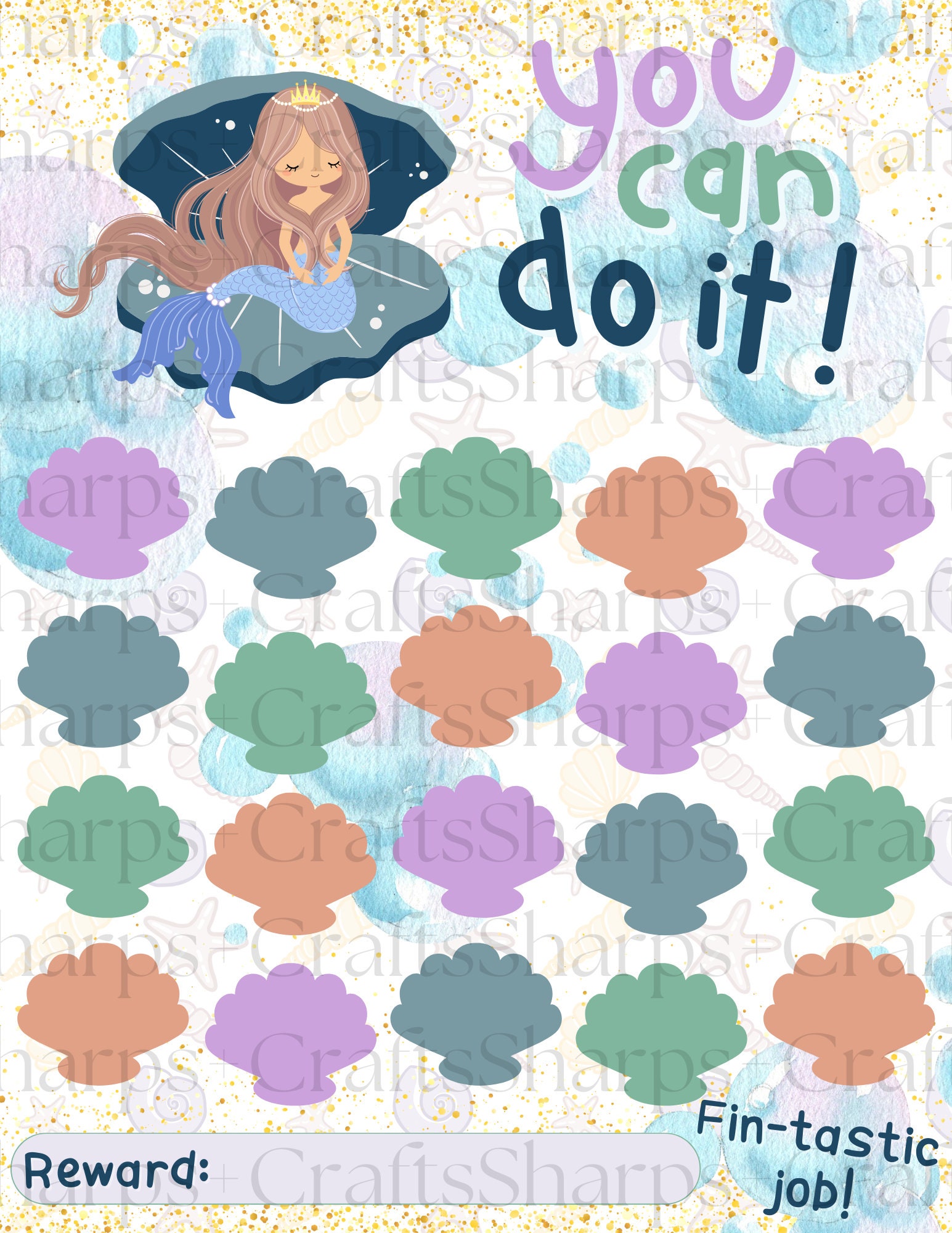 Mermaid Reward Chart Behavior Kid Reading Printable Chore Poster ...