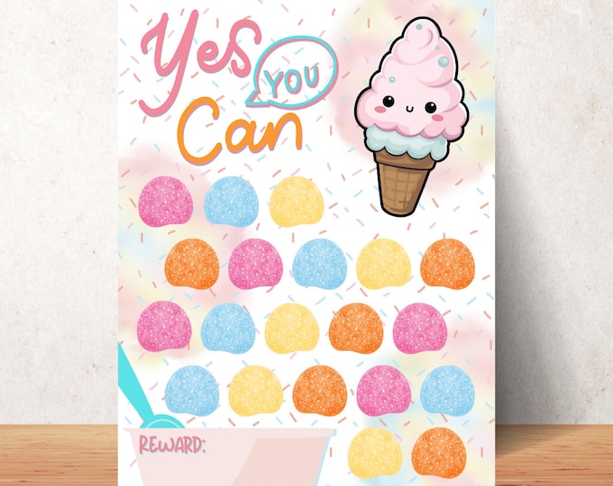 EDITABLE Ice Cream Reward Chart, Ice Cream Behavior Chart, Rainbow Ice ...