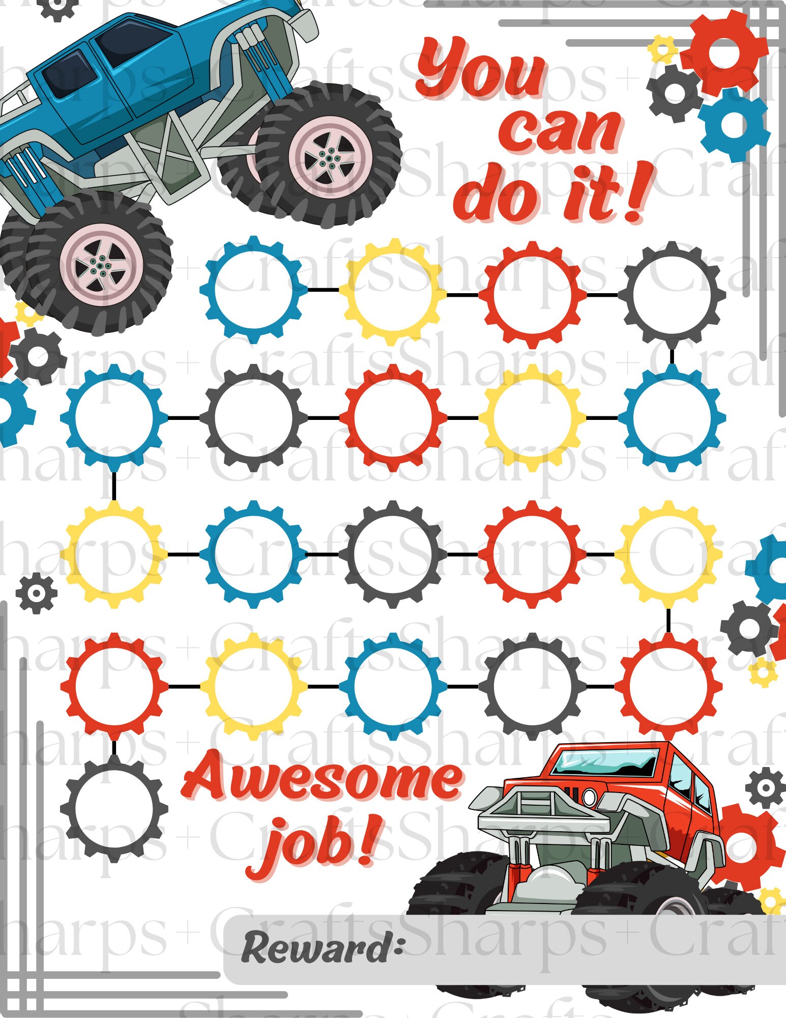 Monster Truck Reward Chart Printable Monster Truck Behavior Chart Daily ...