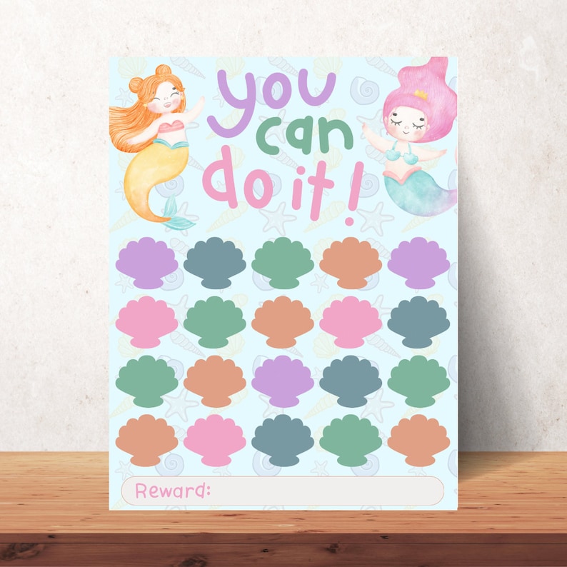 Mermaid Reward Chart Behavior Kid Reading Printable Chore Chart Toddler ...