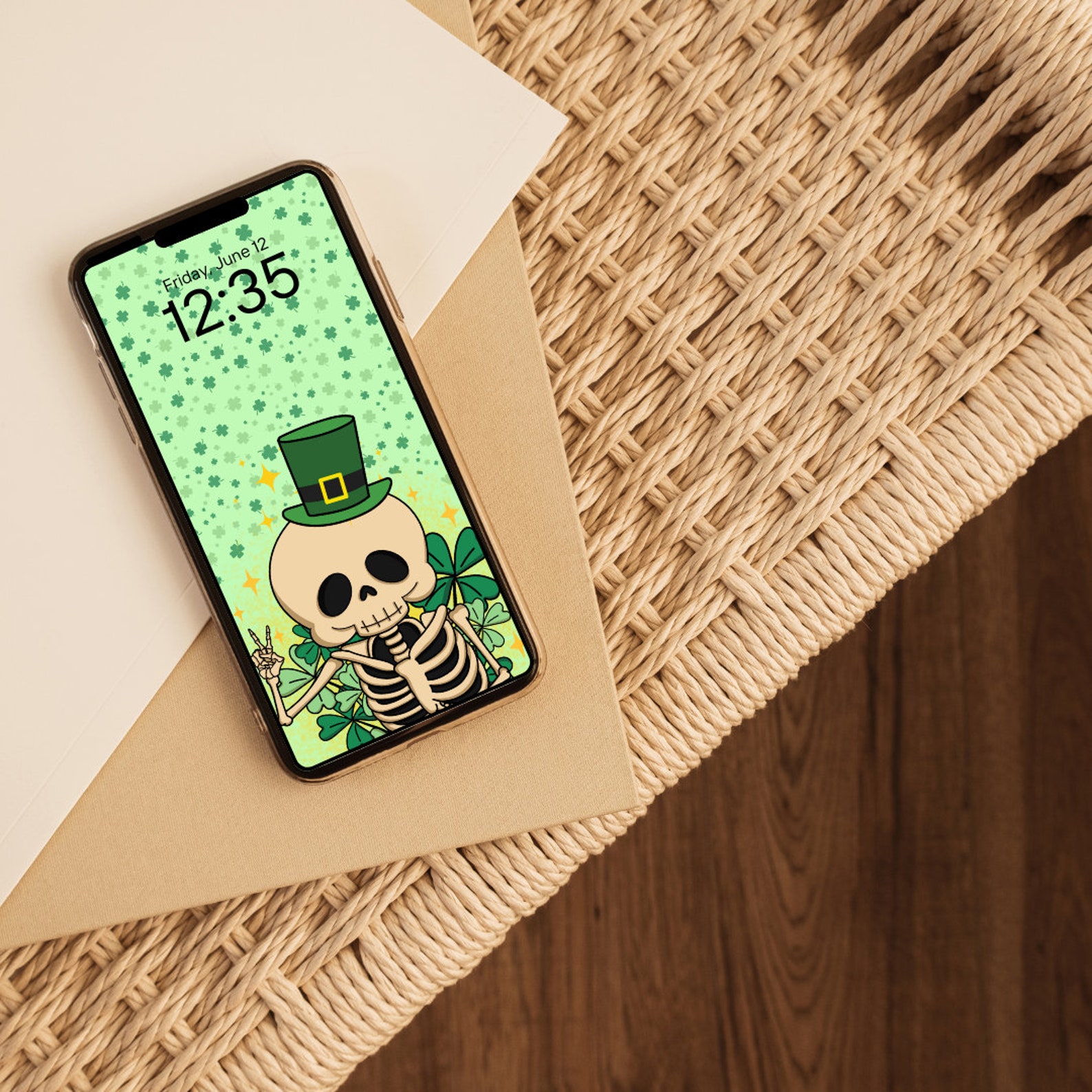 Spooky iPhone Wallpaper St. Patrick's Day Skeleton iPhone Background ...
