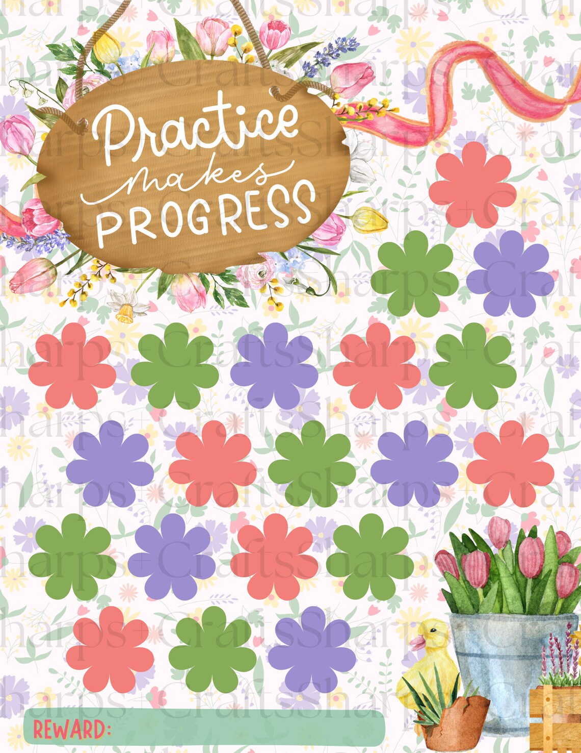 Spring Printable Reward Chart Spring Behavior Kid Flower Reading Chore ...