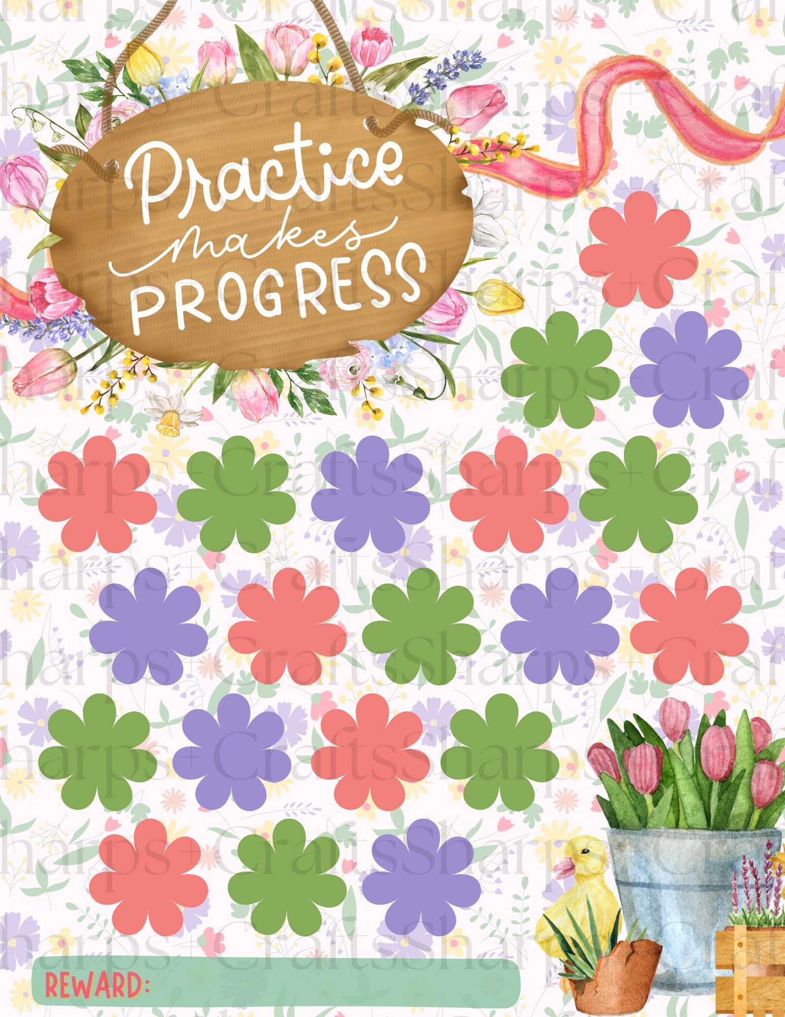 Spring Printable Reward Chart Spring Behavior Kid Flower Reading Chore ...