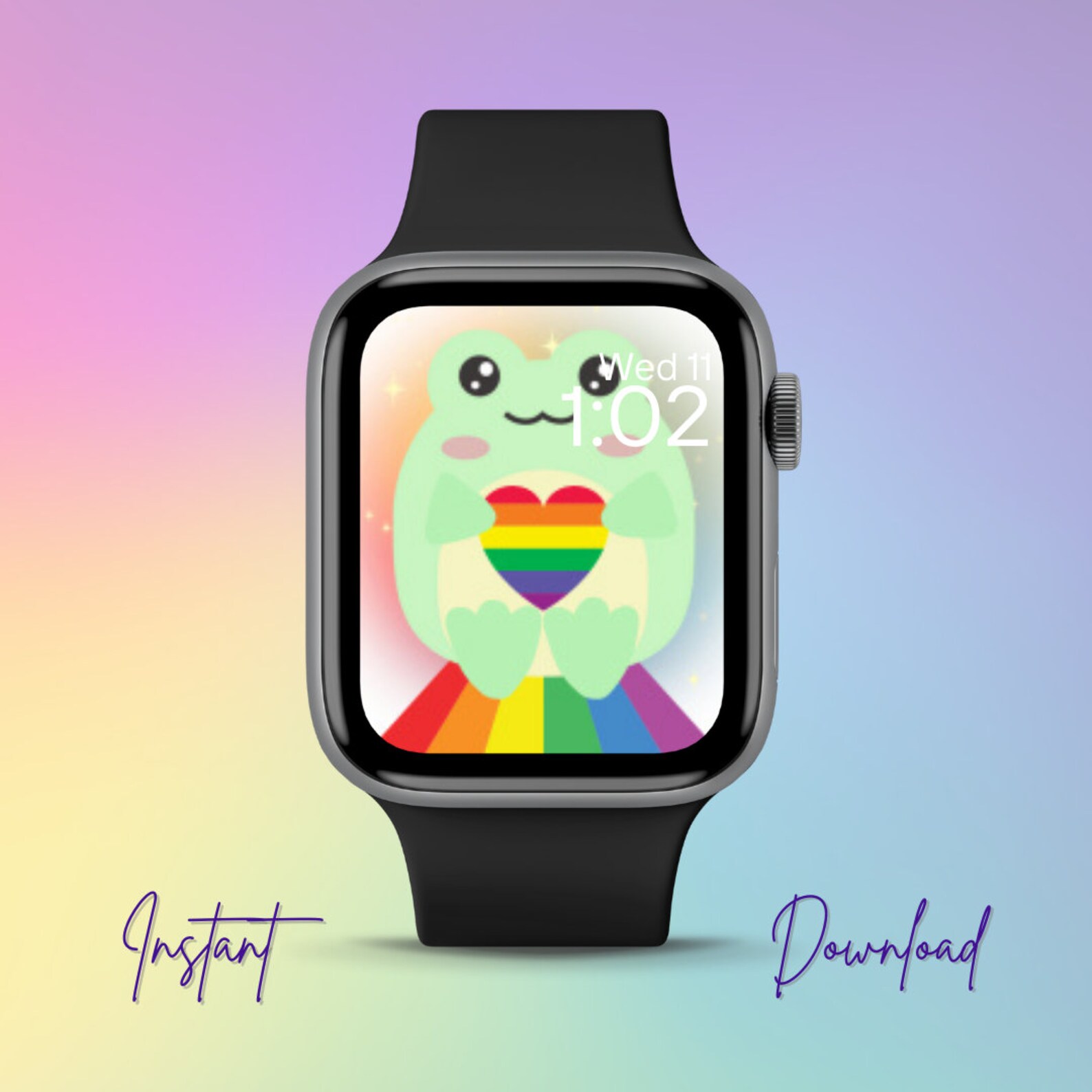 Pride Frog Apple Watch Background Colorful Cute Apple Wallpaper Instant ...