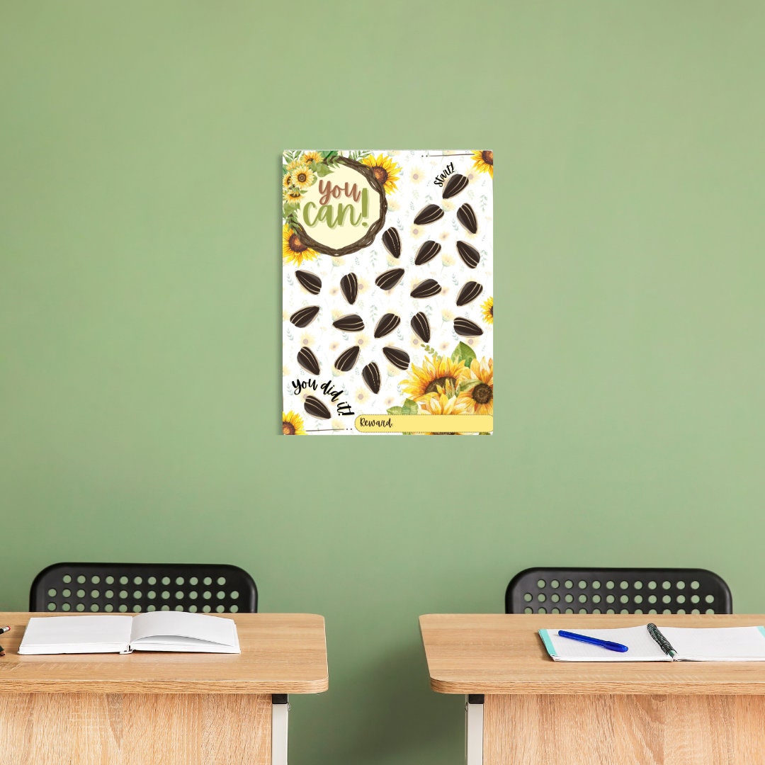 Sunflower Printable Reward Chart for Behavior Kid Reading Chore Chart ...