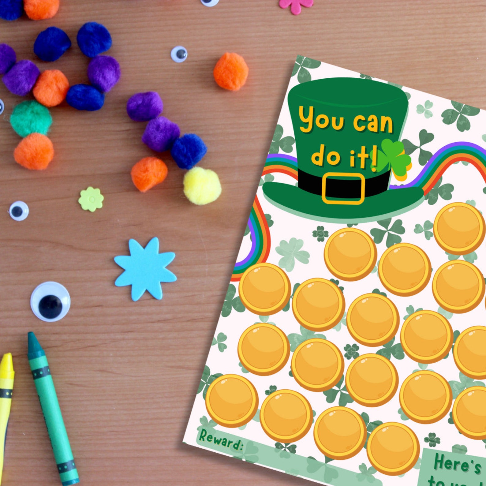 St. Patrick's Day Printable Reward Chart for Behavior Kid Reading Chore ...