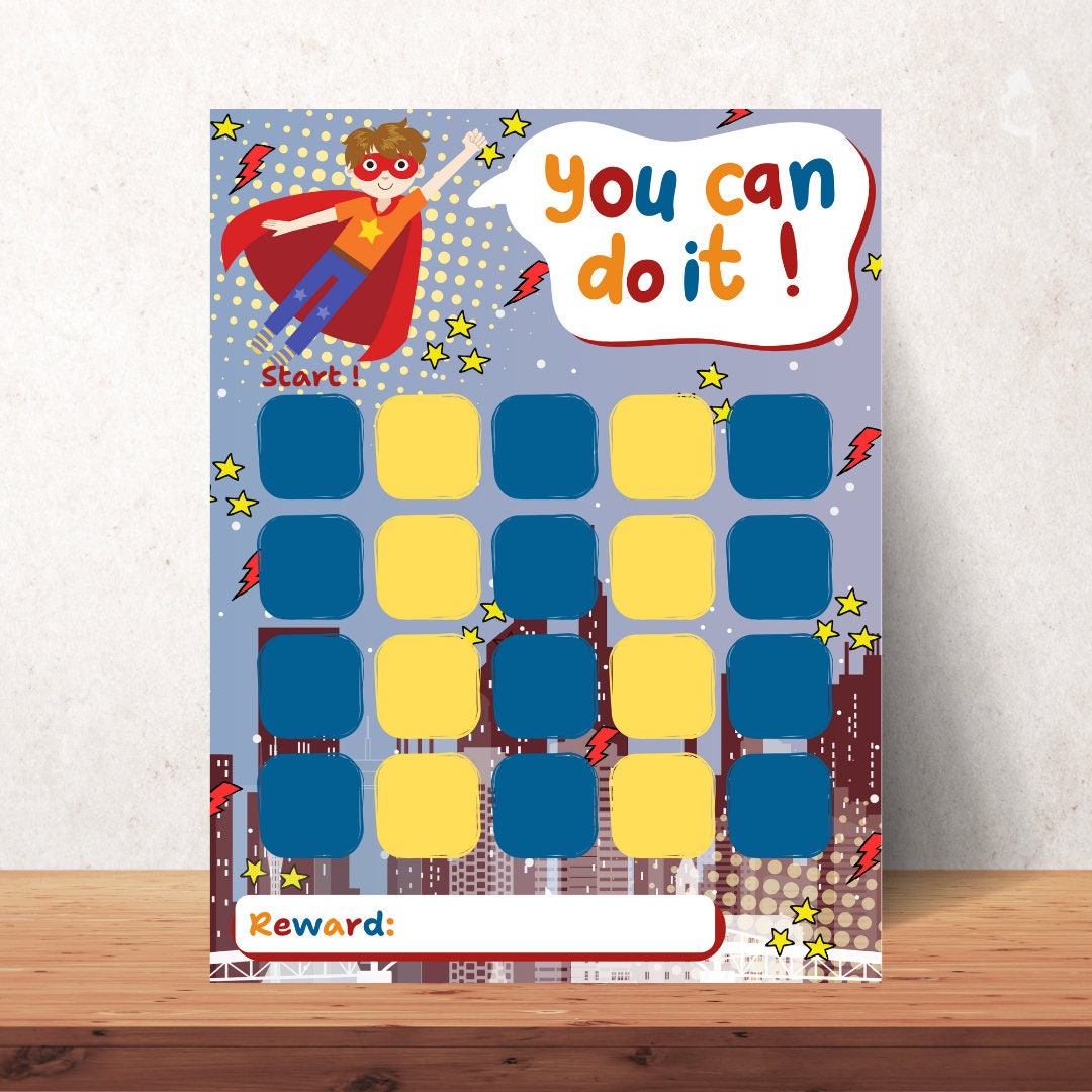 Super Hero Reward Chart for Behavior Kid Reading Printable Chore Chart ...