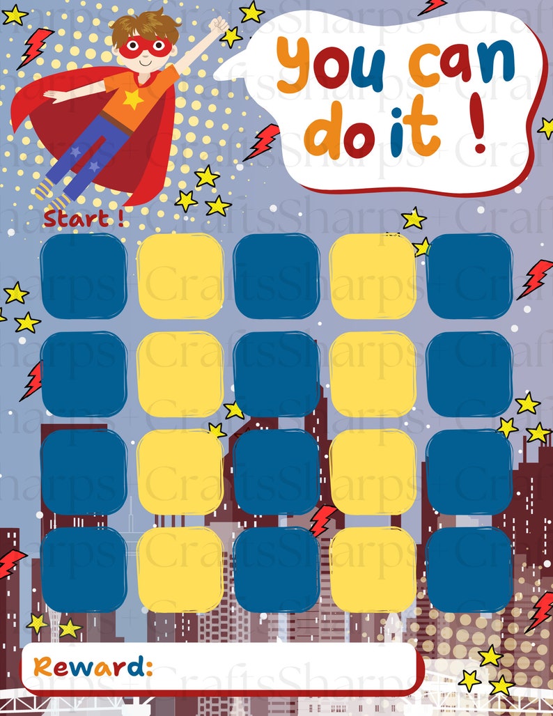 Super Hero Reward Chart for Behavior Kid Reading Printable Chore Chart ...