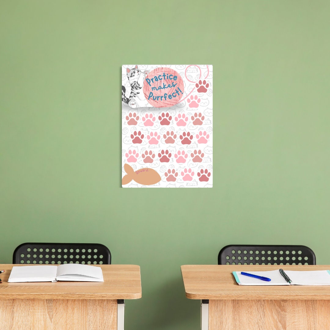 Cat Printable Reward Chart Behavior Kid Reading Chart Chore Cat Toddler ...