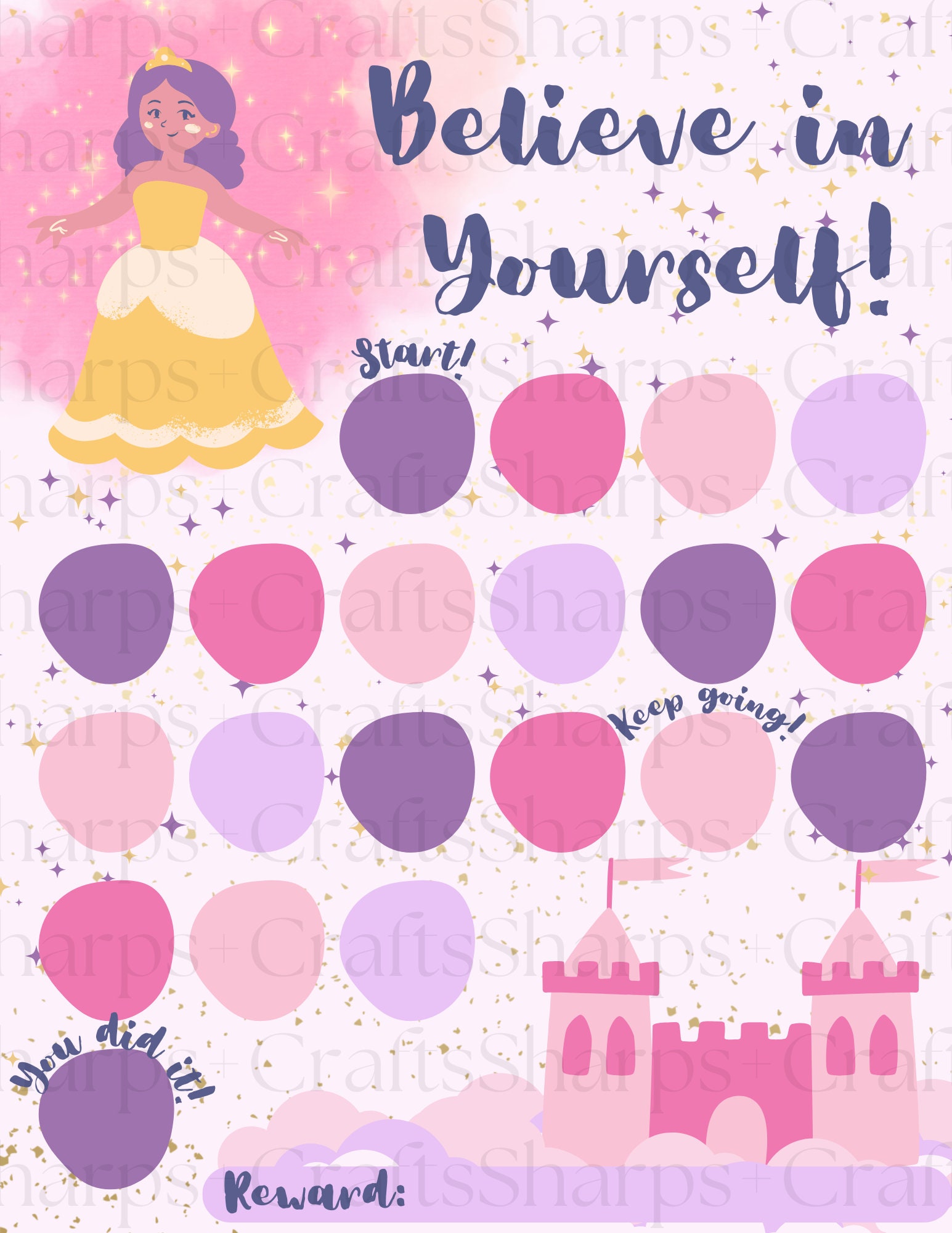 Princess Reward Chart Behavior Kid Reading Printable Chore Chart ...