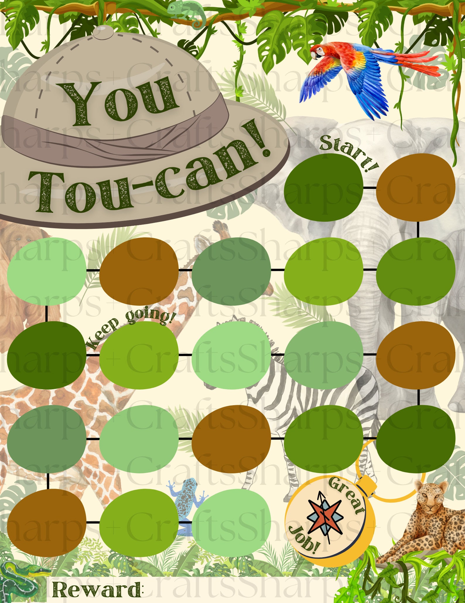 Jungle Printable Reward Chart for Behavior Kid Reading Chore Chart ...