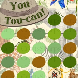 Jungle Printable Reward Chart for Behavior Kid Reading Chore Chart ...