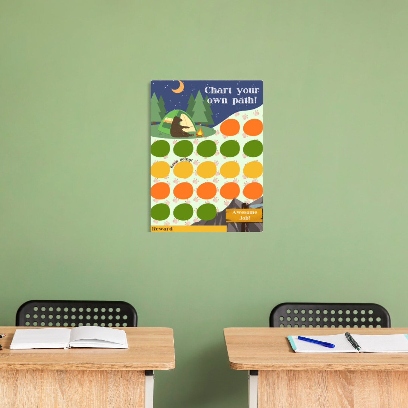 Camping Printable Reward Chart Outdoor Behavior Kid Reading Chore Chart ...