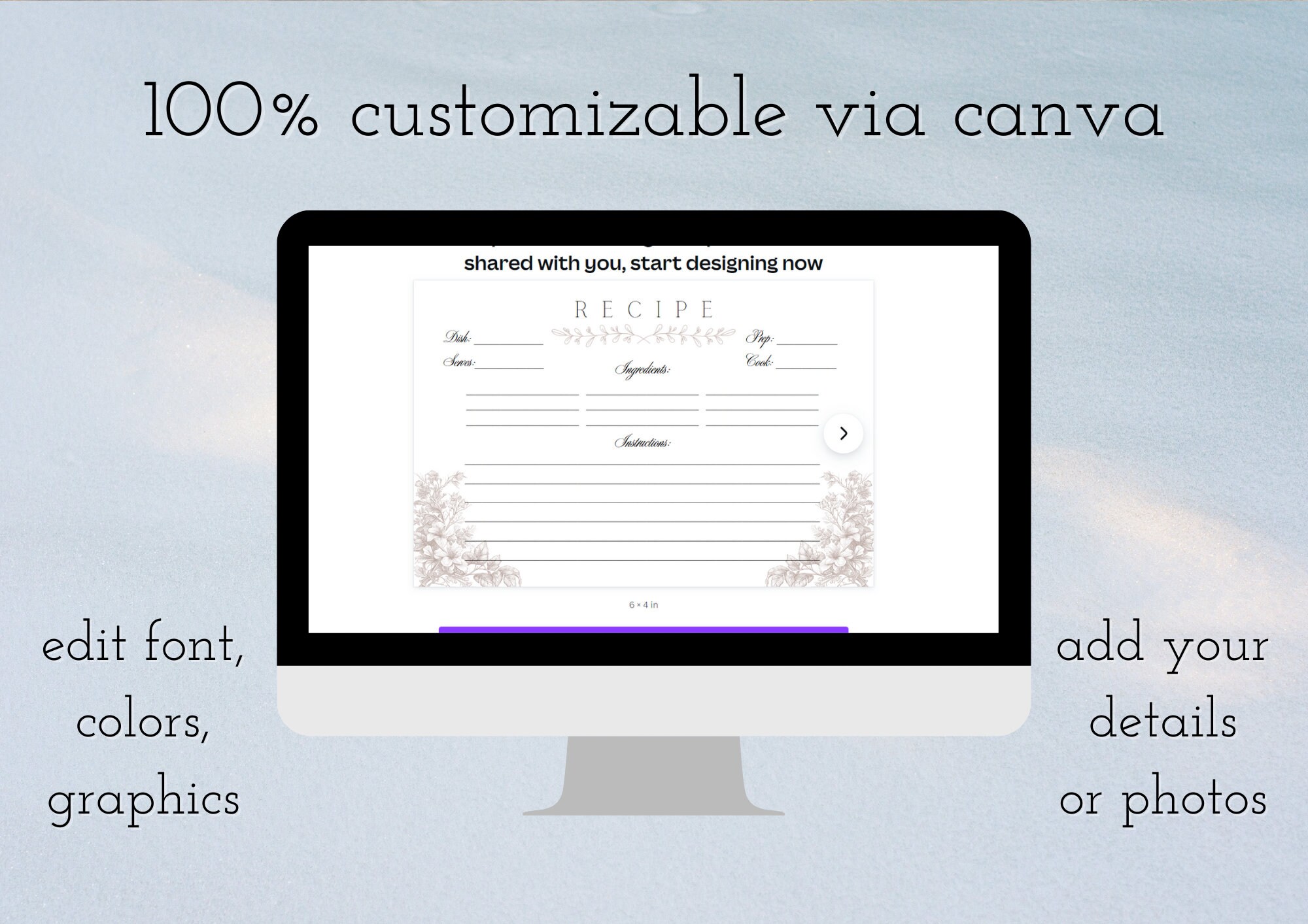 Minimalist Recipe Cards Two Sided Template Customizable Recipe Cards ...