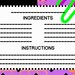 EDITABLE 90s Themed Set of 3 Recipe Cards Front and Back Retro Neon ...