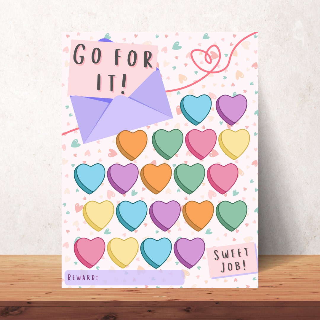 Valentine's Day Printable Reward Chart for Behavior Kid Reading Chore ...