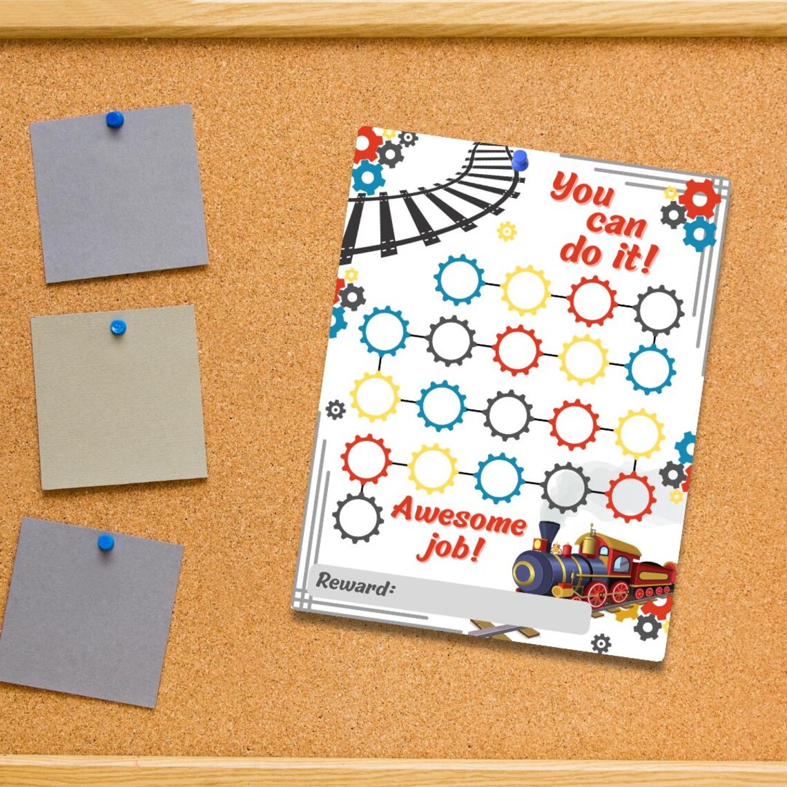 Train Printable Reward Chart for Behavior Kid Reading Chore Chart ...