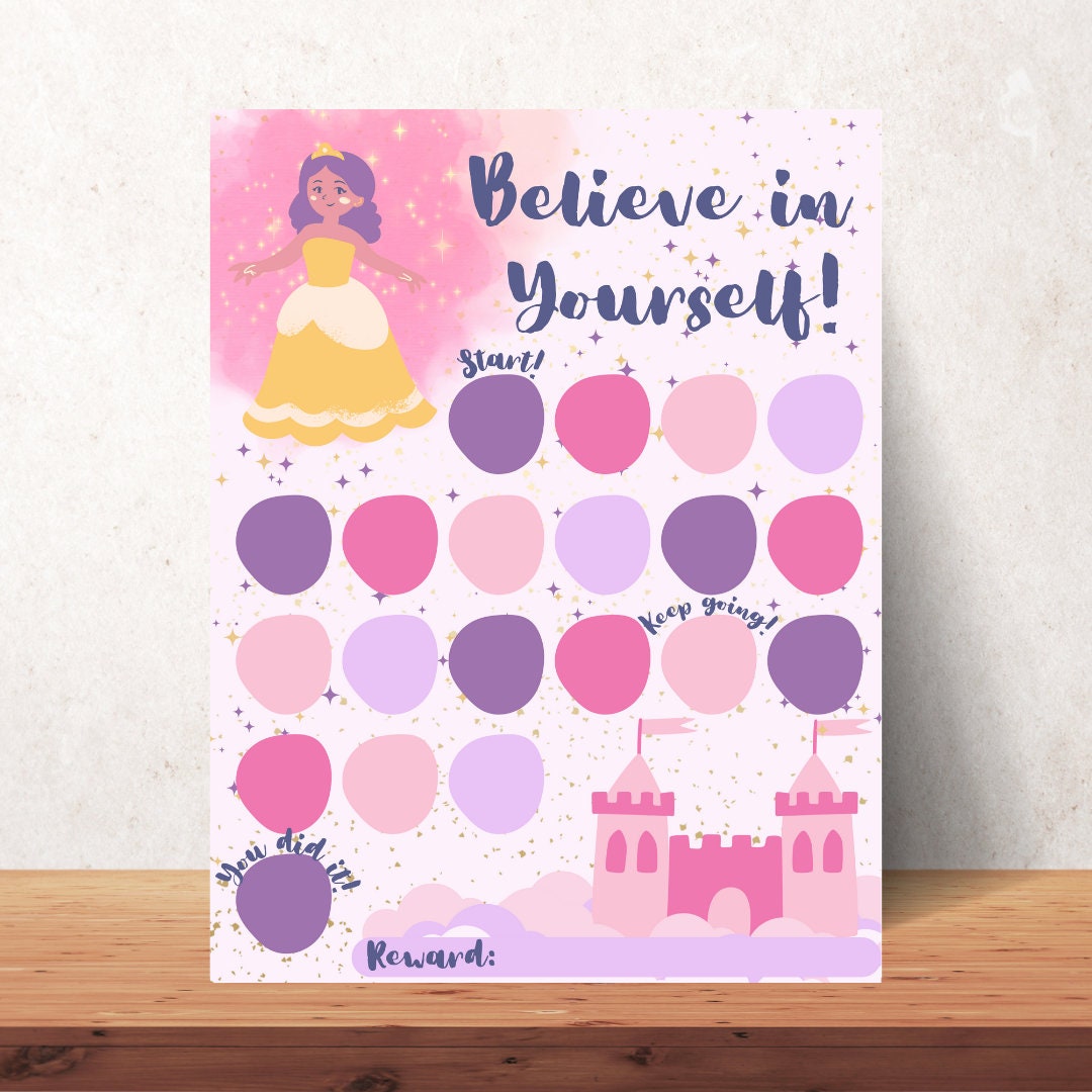 Princess Reward Chart Behavior Kid Reading Printable Chore Chart ...